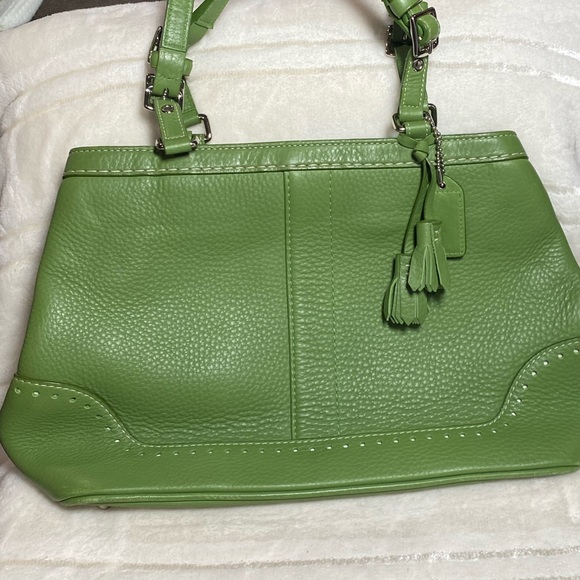 Coach | Bags | Coach Hampton Pebbled Leather Double Handletassel ...